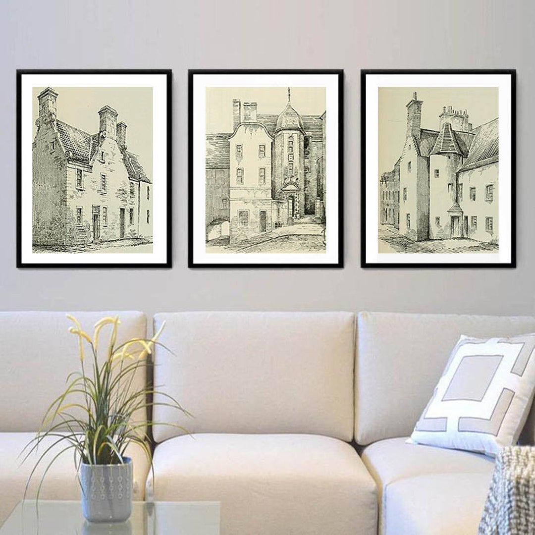 3 Set Architectural Prints, Architecture Drawing, European Architecture ...