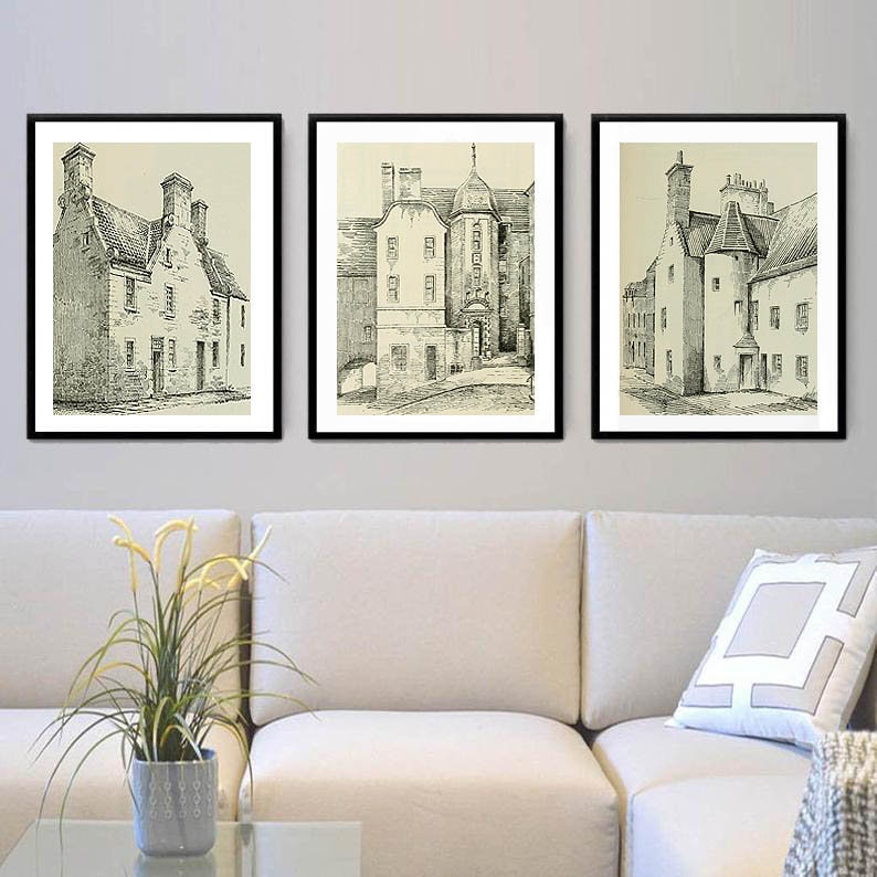 3 Set Architectural Prints Architecture Drawing European - Etsy