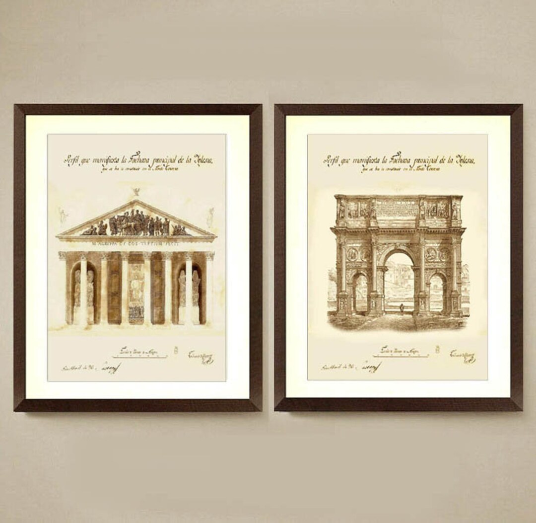 2 Set Classic Architecture Art Prints. Nice Architectural Art, Home ...
