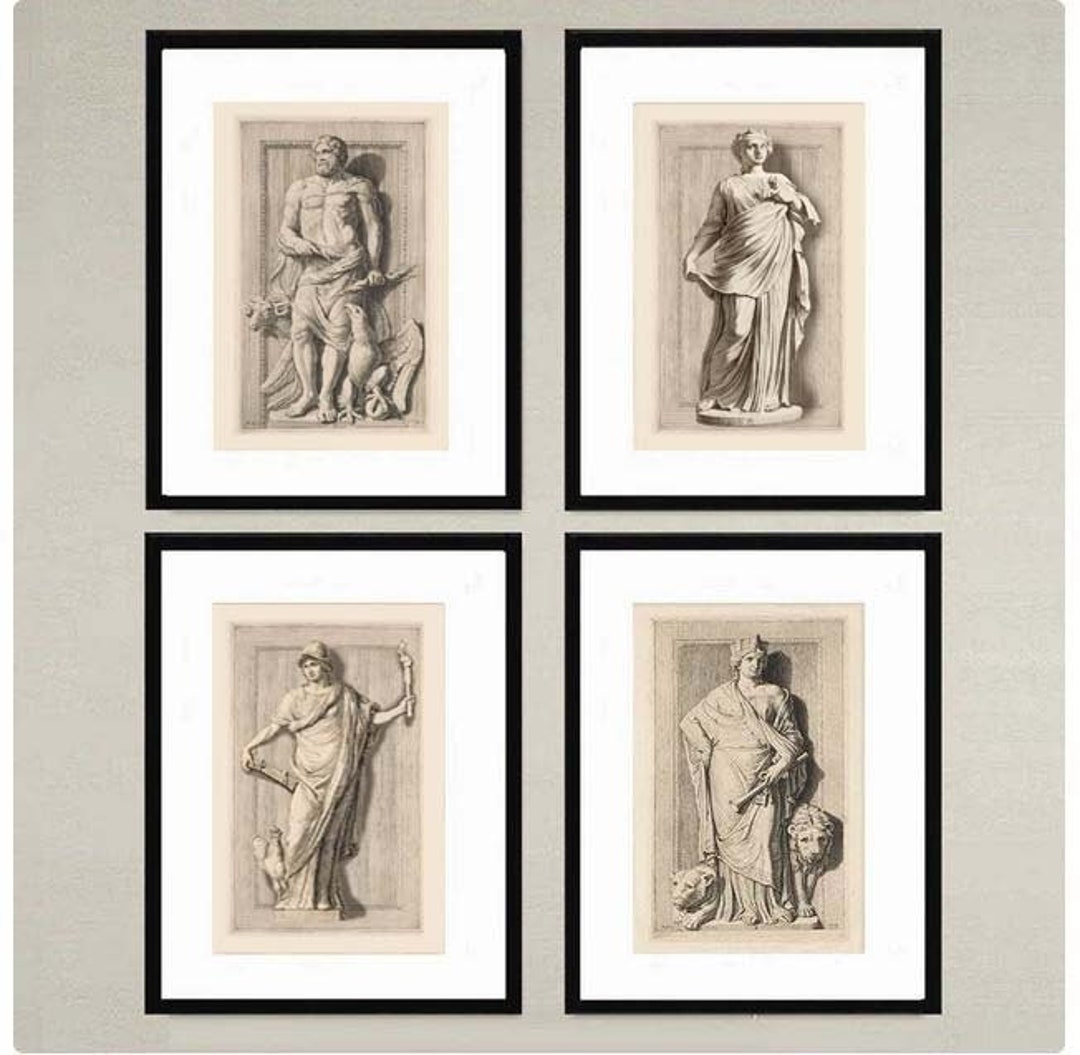 4 Engravings Greek and Roman Figures, Neoclassical Art Prints ...