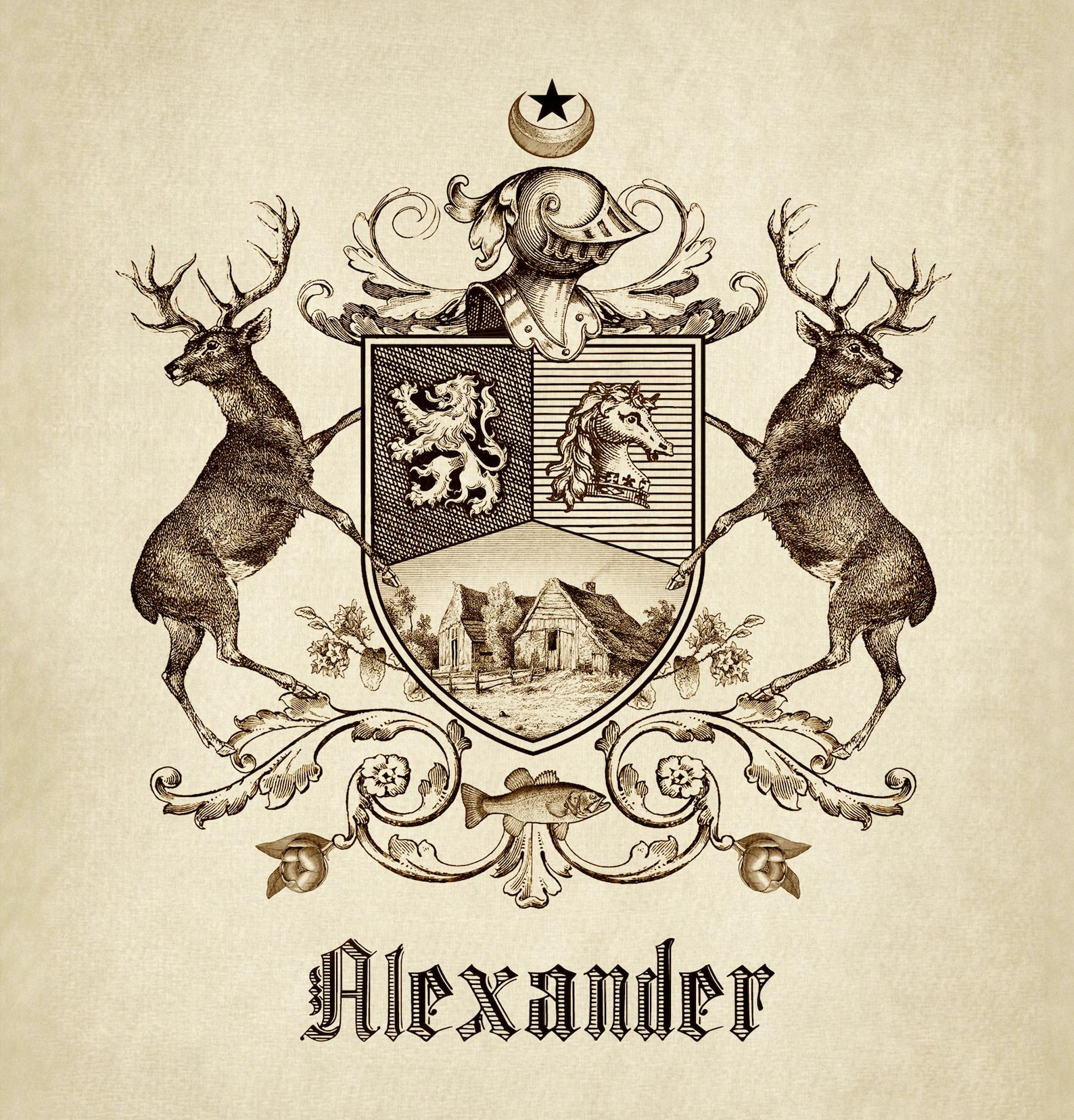 CUSTOM Family Crest-wedding Crest-surname Coat of Arms BIG CREST Home ...