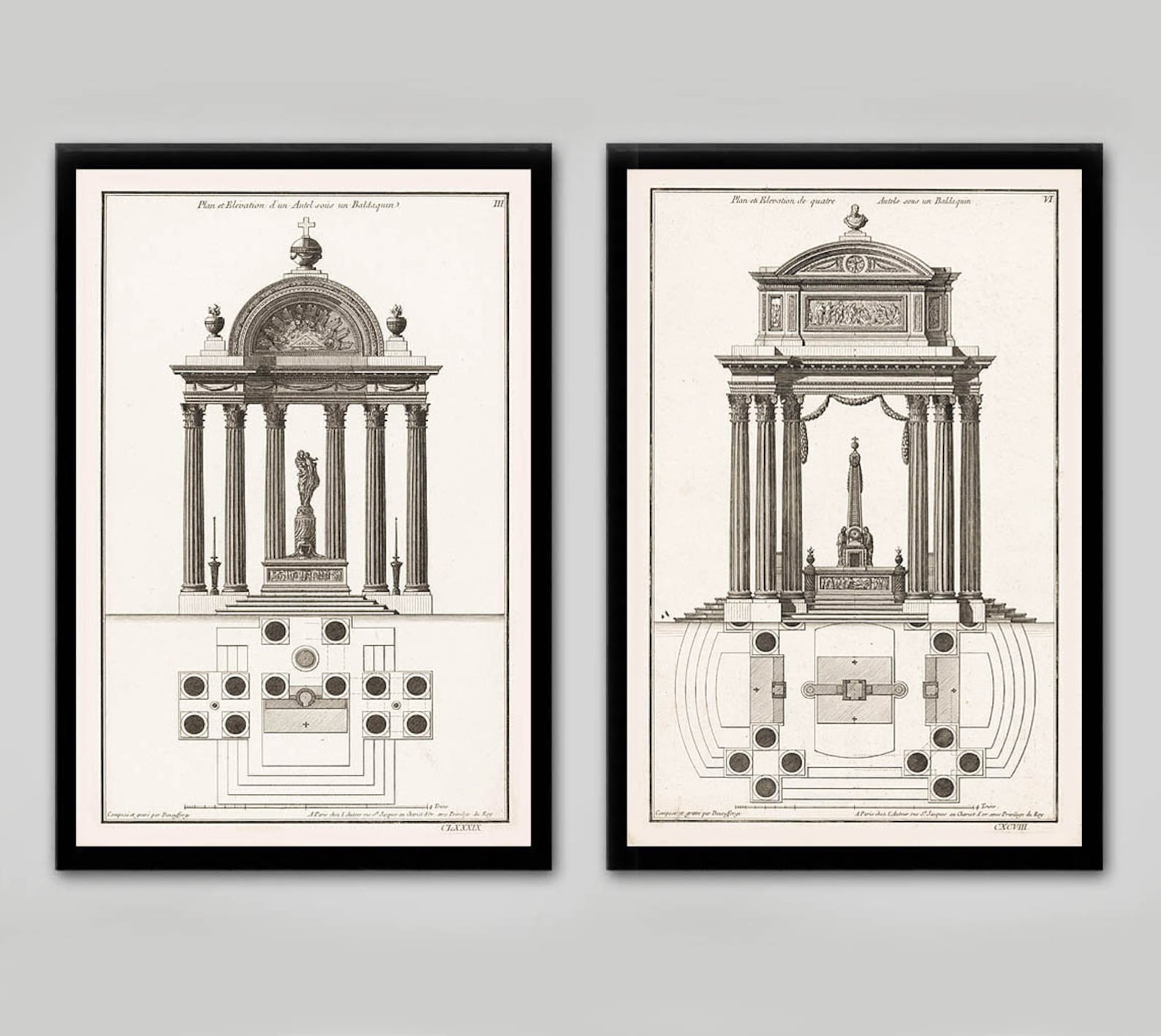 2 Set Architectural Art Prints Architecture Drawings Vintage - Etsy