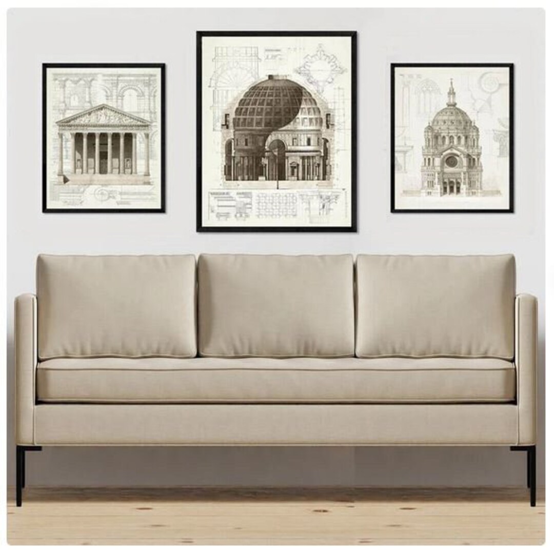 3 Set Architectural Art Prints, Architecture Drawing, Roman ...