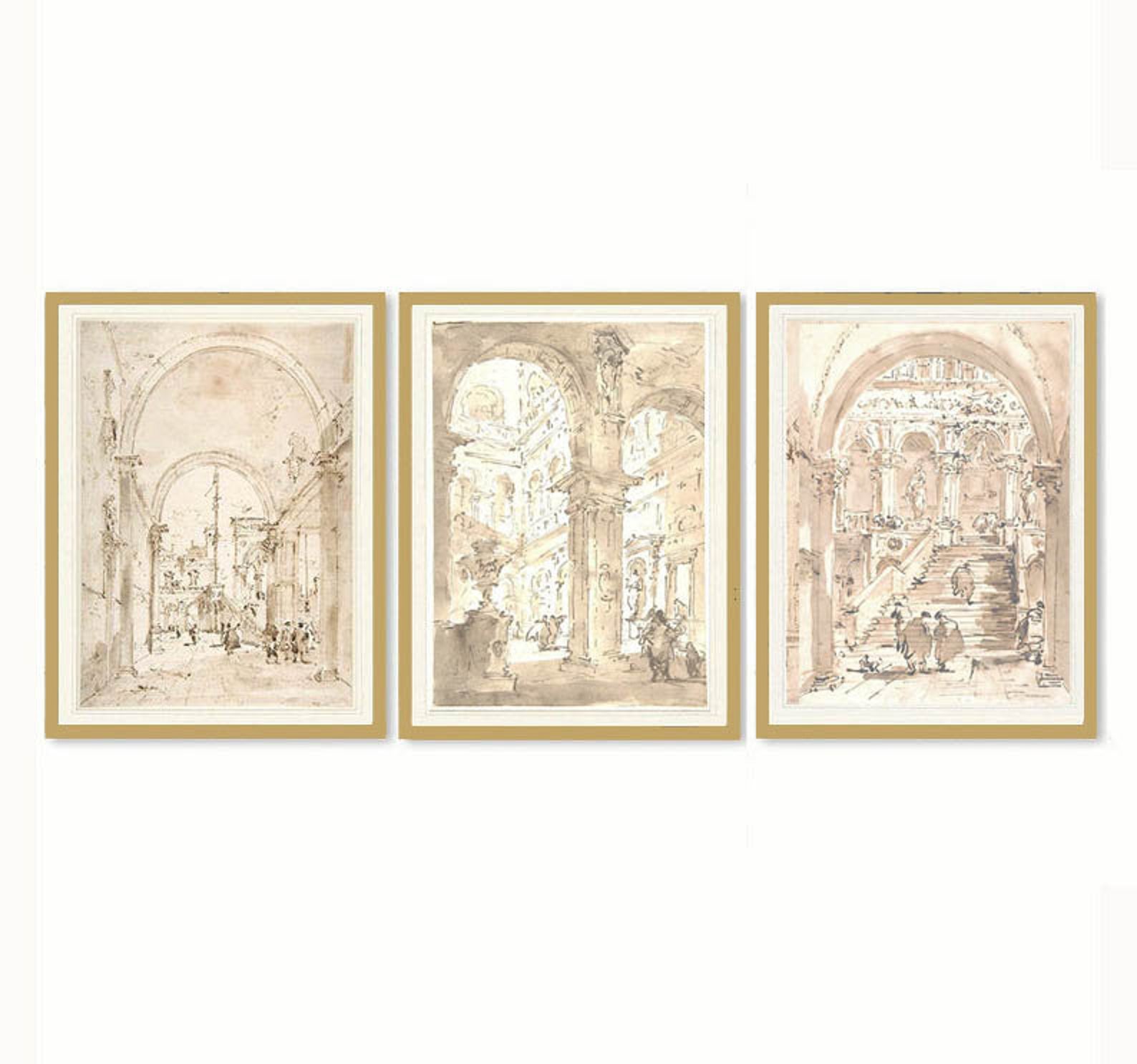 3 Set Vintage Drawing Art Prints. 1700's Architectural | Etsy