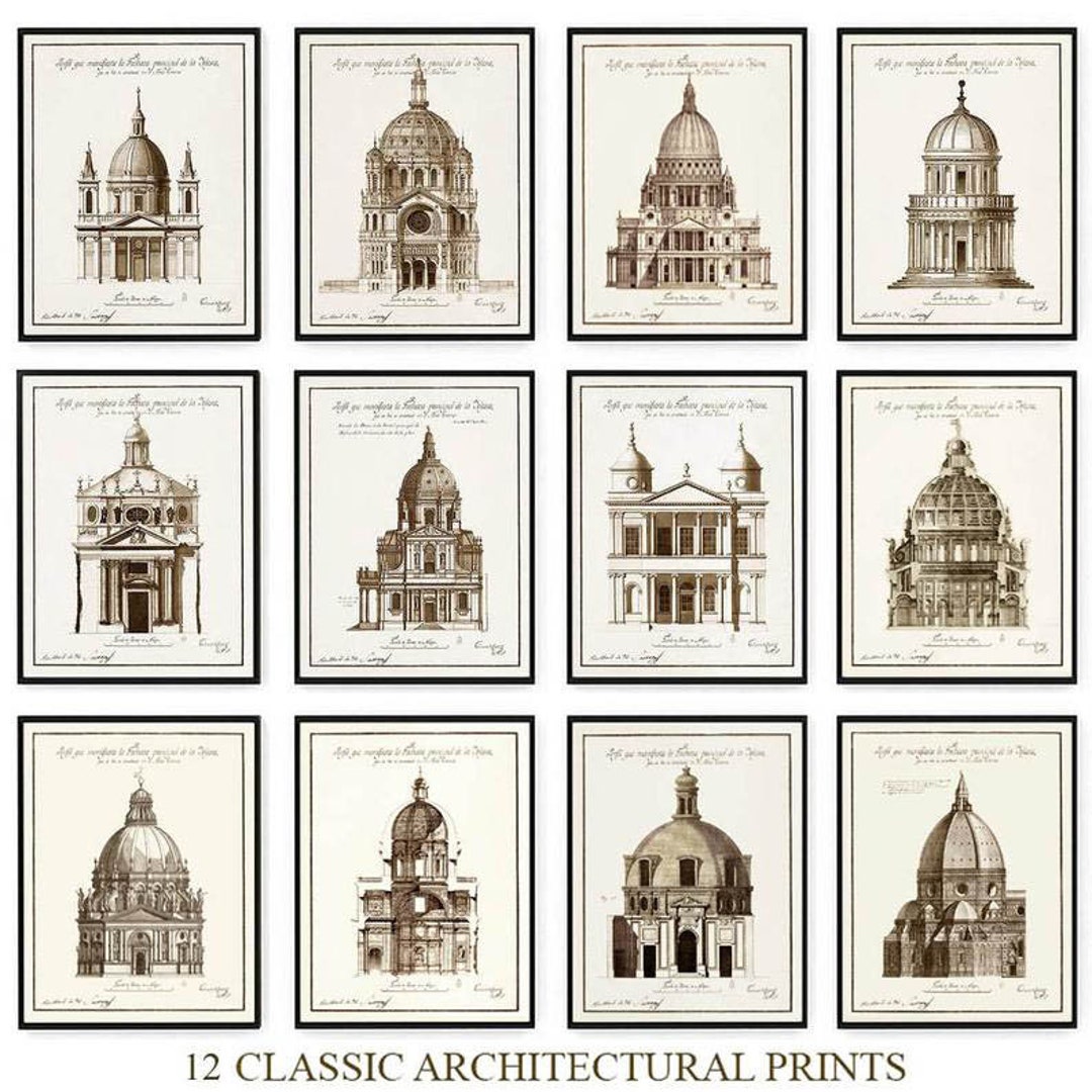 12 Architecture Art Prints All for One Low Price. Classic Architectural ...