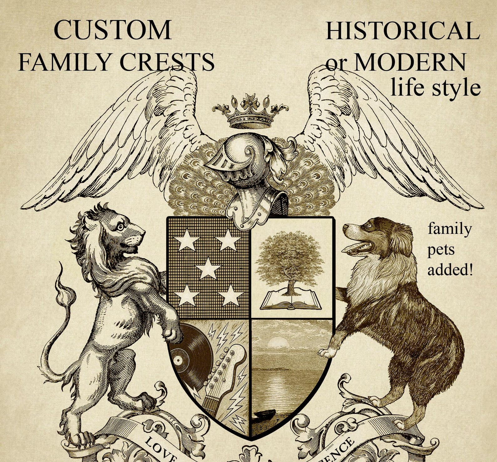 CUSTOM Family Crest-wedding Crest-surname Coat of Arms BIG CREST Home ...