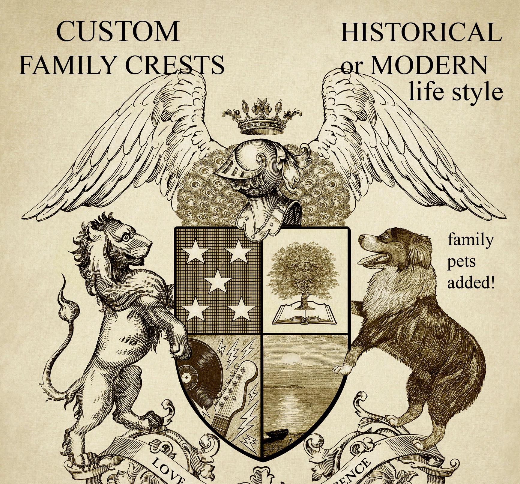 CUSTOM Family Crest-wedding Crest-surname Coat of Arms BIG CREST Home ...