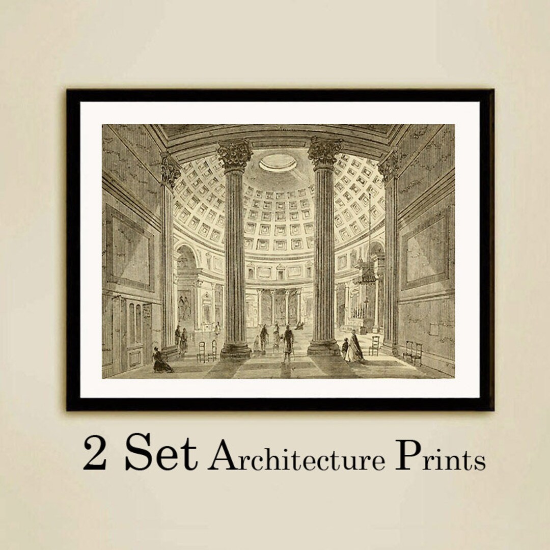 2 SET Architecture Prints, Architecture Drawing, Pantheon Roman ...