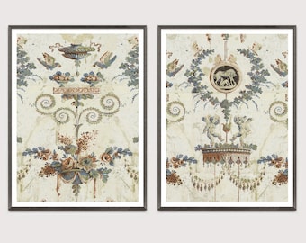 French Antique Wall Paper Print, Watercolor Blue Prints, Antique French ...