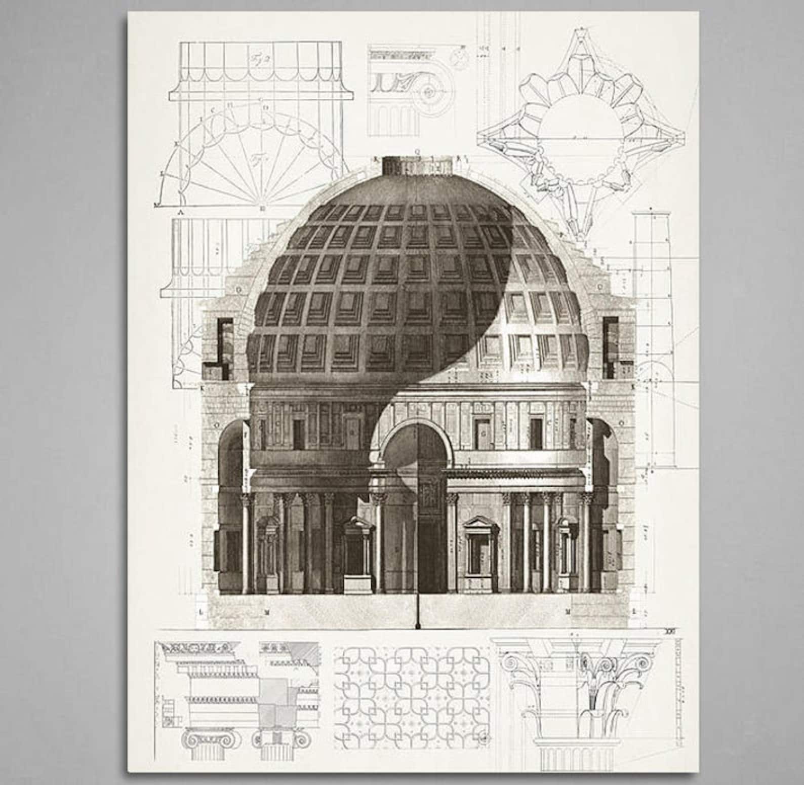 3 Set Architectural Art Prints Architecture Drawing Roman - Etsy