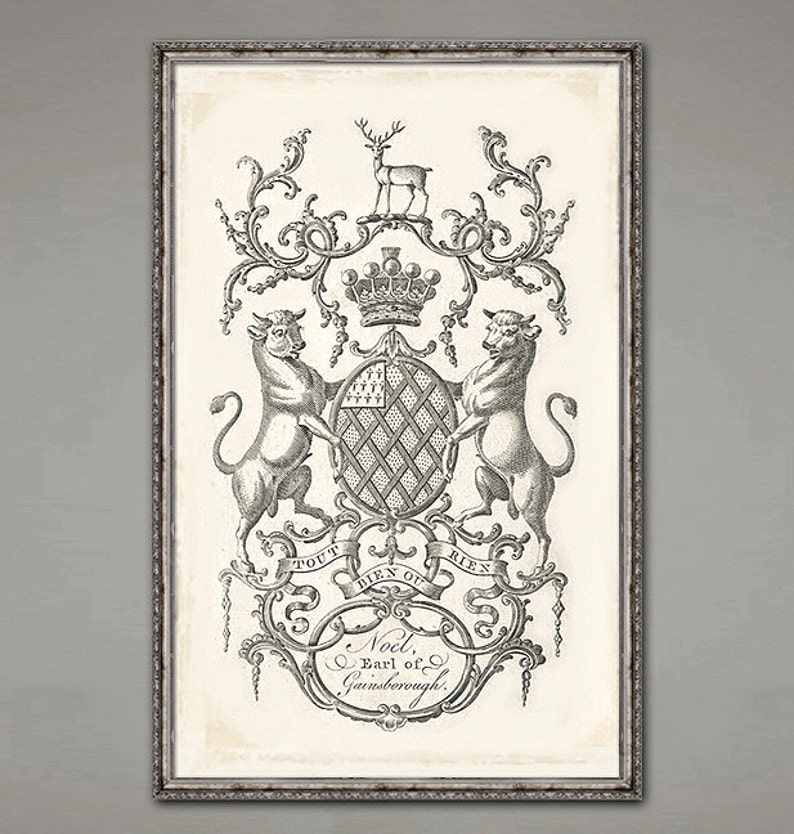 Large Art Set Heraldic Coat of Arms 18th Century Family - Etsy