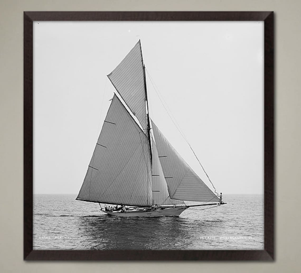 6 Set Vintage Sailboats Art Prints - Classic Sloop Yachts in the Late ...