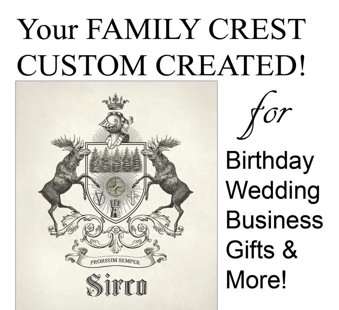 CUSTOM Family Crest-wedding Crest-surname Coat of Arms BIG CREST Home ...