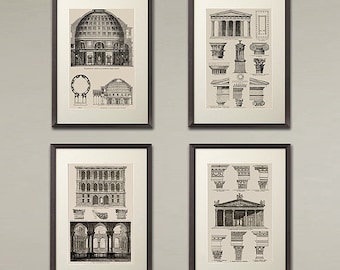 Large Classic Architecture Art Prints 4 Set.architectural | Etsy