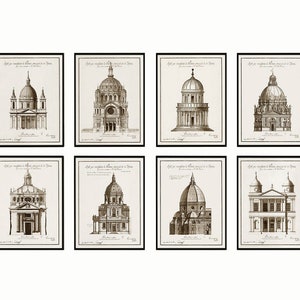 Cathedral Architecture Prints, Vintage Home or Office Decor (set of 8 ...
