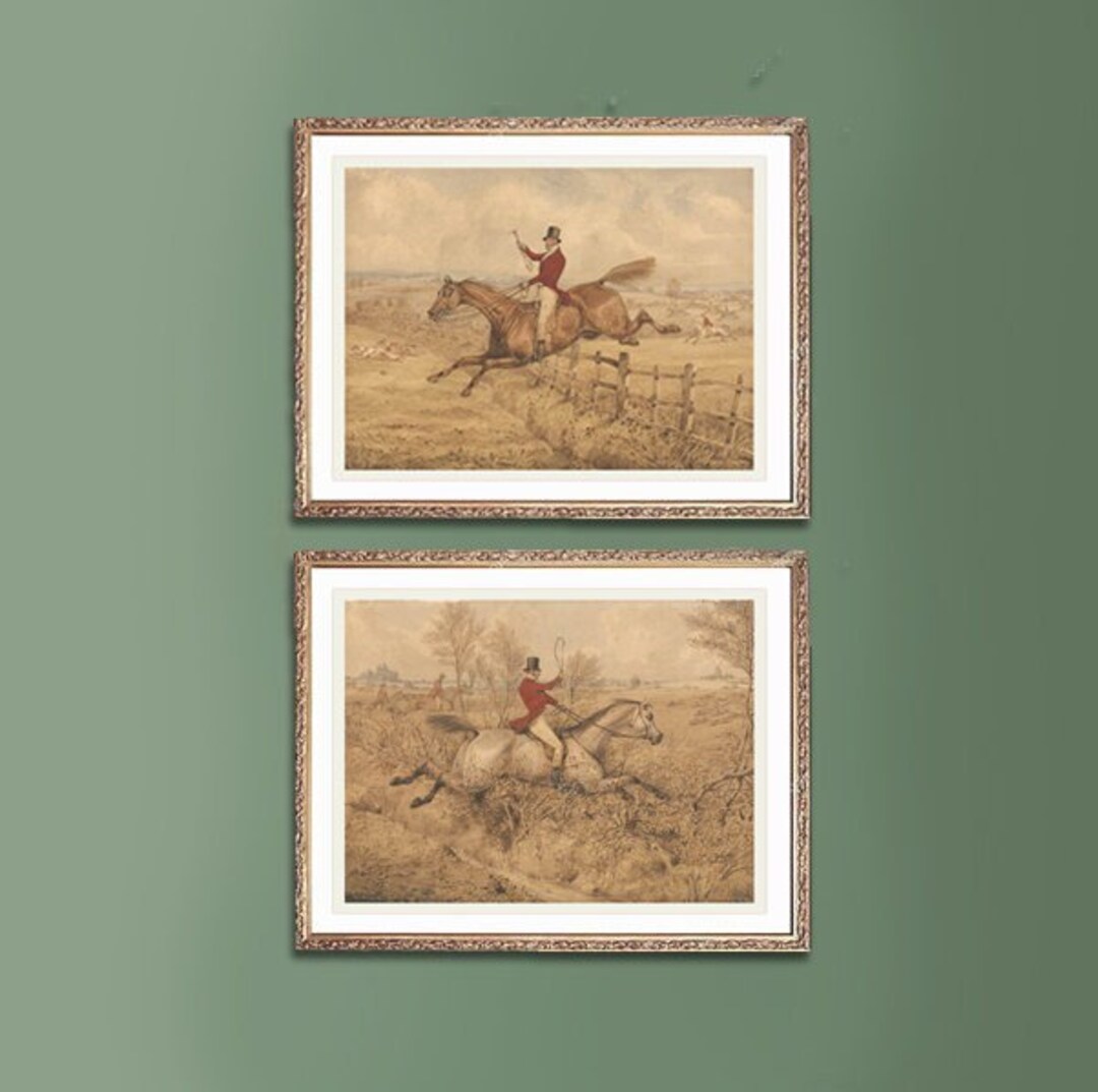 Fox Hunting Prints 2 Set, Fox Hunting Wall Art, Horse Prints, Fox Hound ...