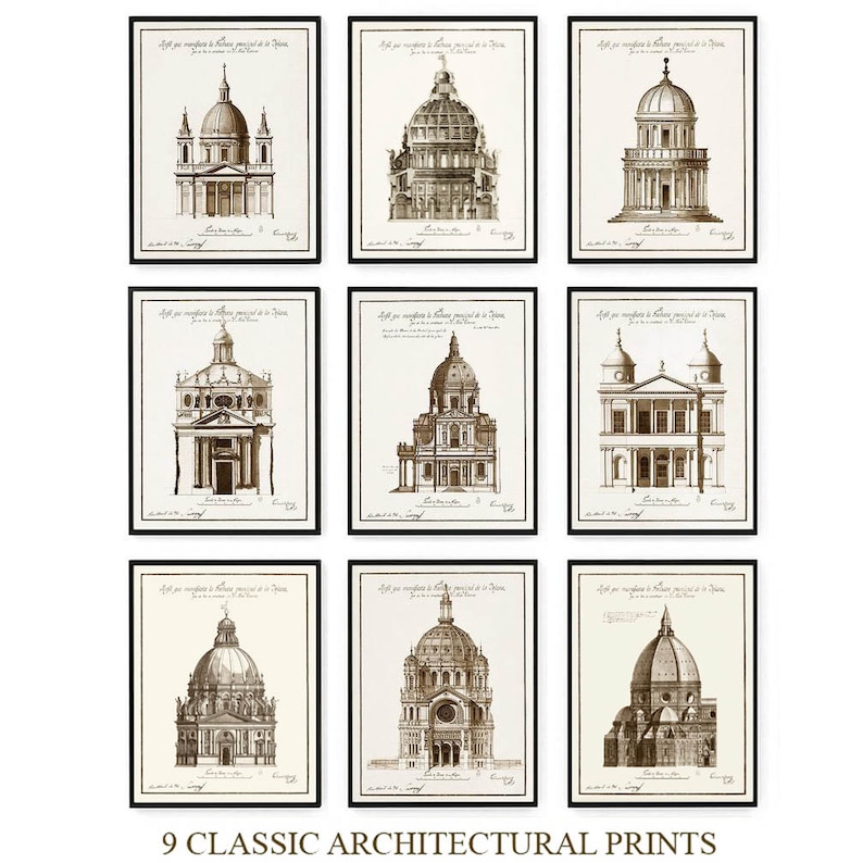 9 Architecture prints. Drawings Architecture Classic home | Etsy