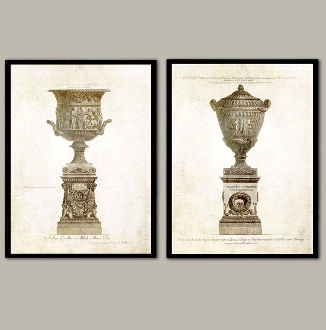Italian Classic Urn and Pedestal Prints. Two Set Architecture ...