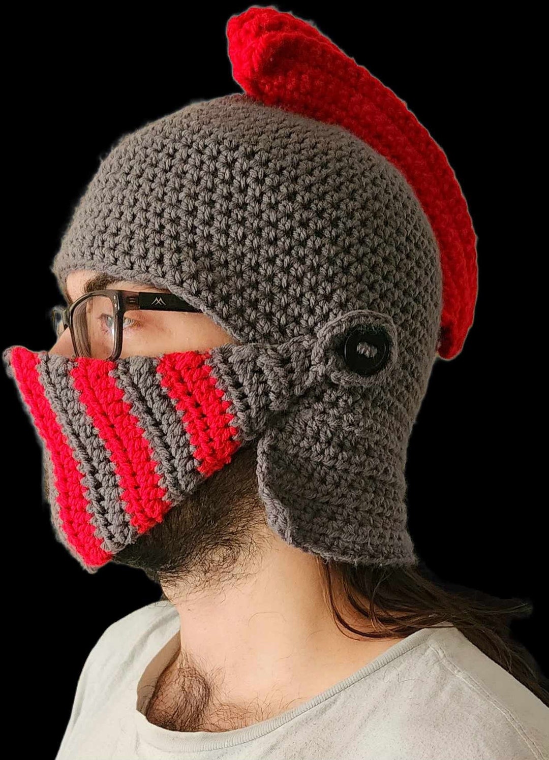 Gray Knit Knight Helmet With Visor and Top Blade Ultimate Medieval Chic ...