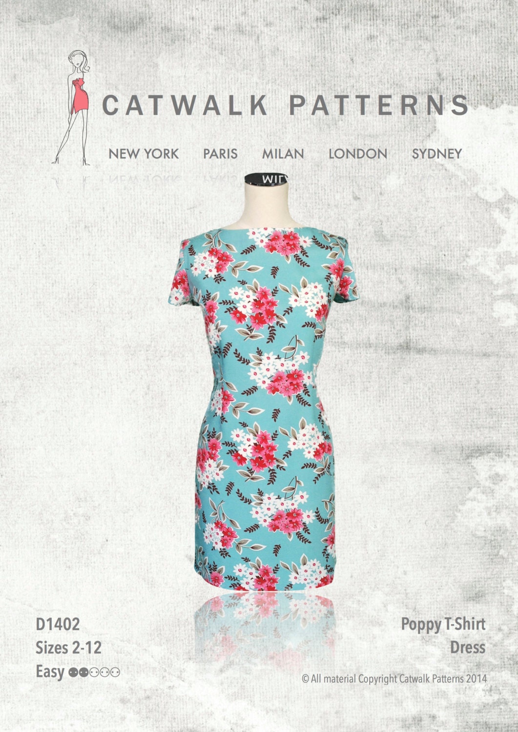 PDF Sewing Pattern Woman's Poppy T-shirt Dress D1402 - Etsy