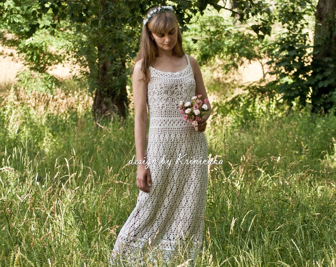 Lace Gown, Bohemian Wedding Sleeveless Crochet Dress Color White, Lace ...
