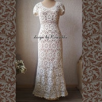 Vintage Crochet Dress Pattern PDF | Long Slim Fit Lace Crochet ...