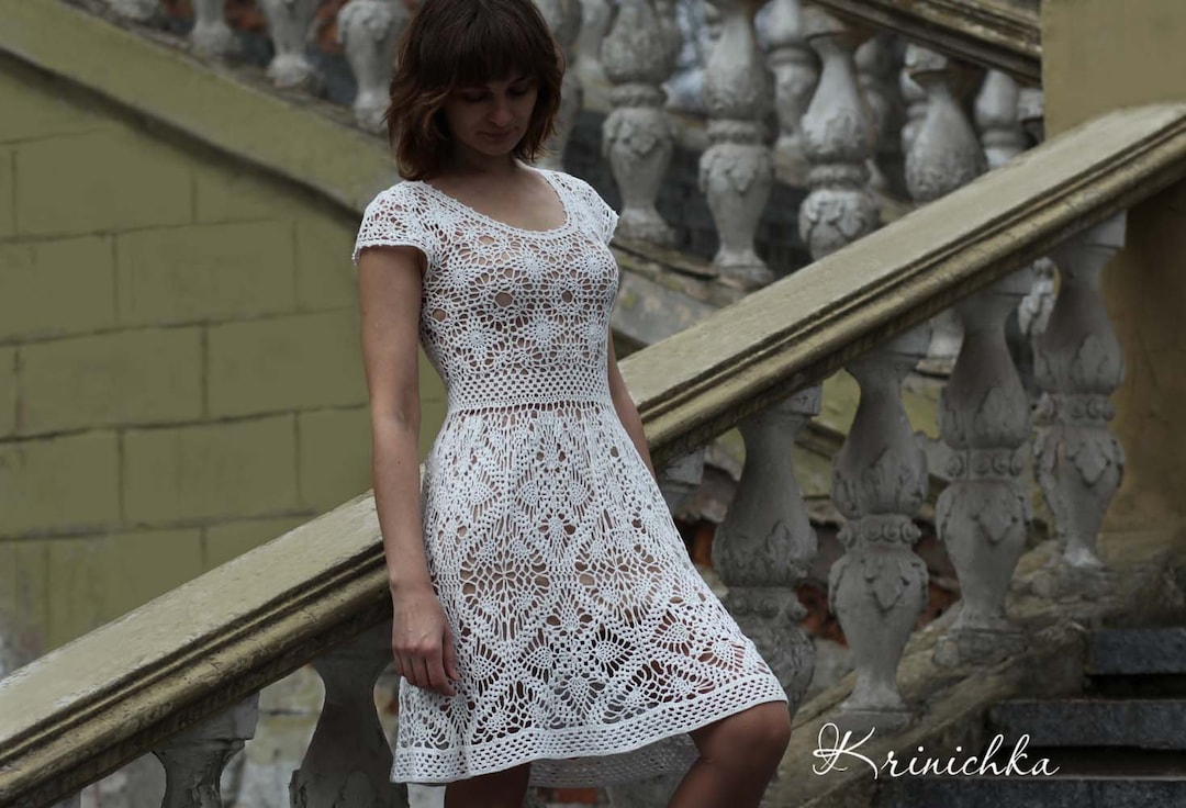 Crochet Dress PATTERN in English, Size M, Boho Crochet Dress PATTERN ...