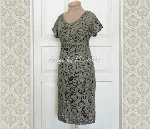 PATTERN Crochet Dress From Square Motifs Size M USA 8 in | Etsy