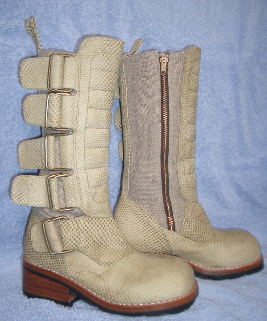 Hemp/leather Biker Boots - Etsy