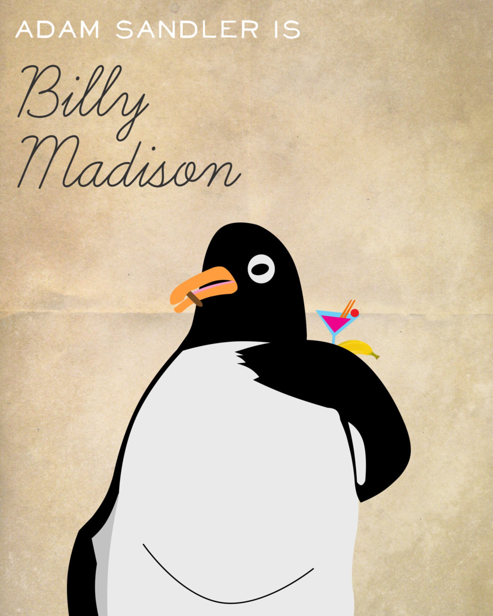 Billy Madison Minimalist Penguin Poster Adam Sanlder 5 - Etsy