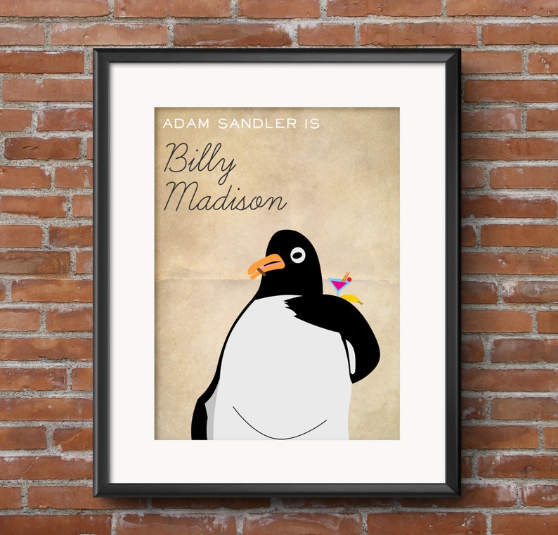 Billy Madison Minimalist Penguin Poster, Adam Sanlder 5 Printable Files ...