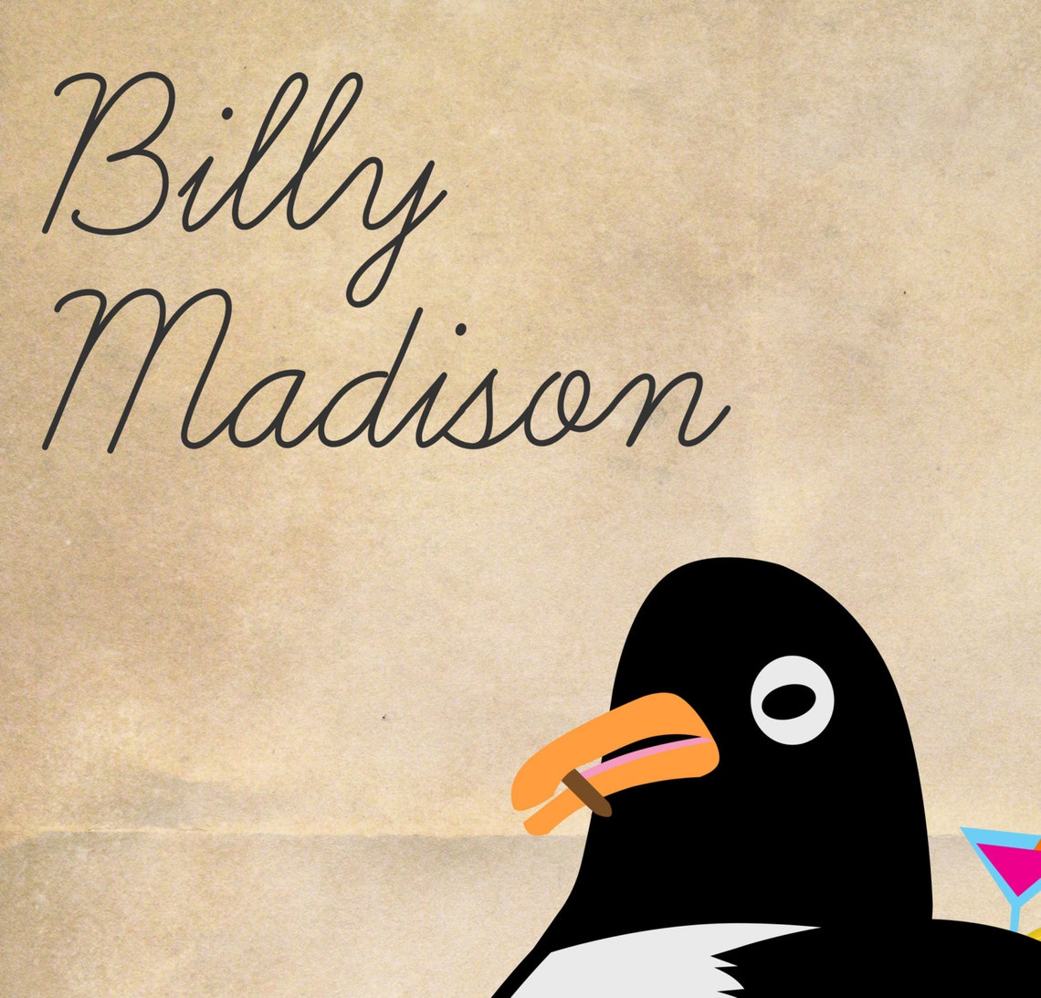 Billy Madison Minimalist Penguin Poster Adam Sanlder 5 - Etsy