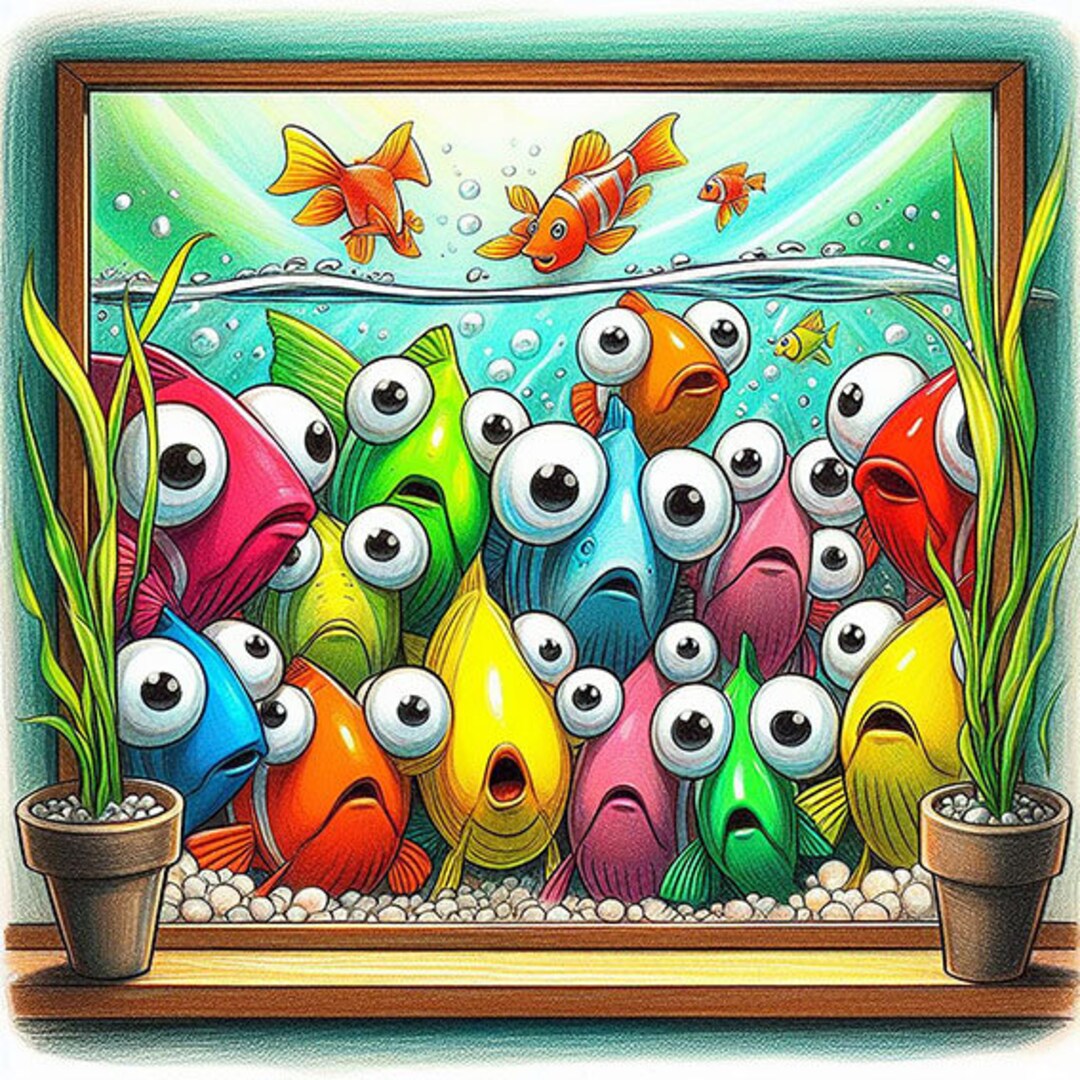 Whimsical Fish in Black Stencil Drawings for DIY Printing on T-shirts ...