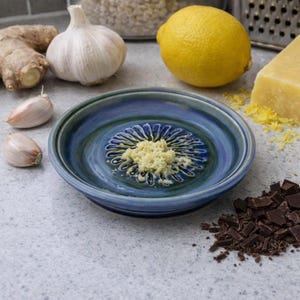 Handmade Ceramic Grater Dish for Garlic, Ginger & More – Blue - Etsy