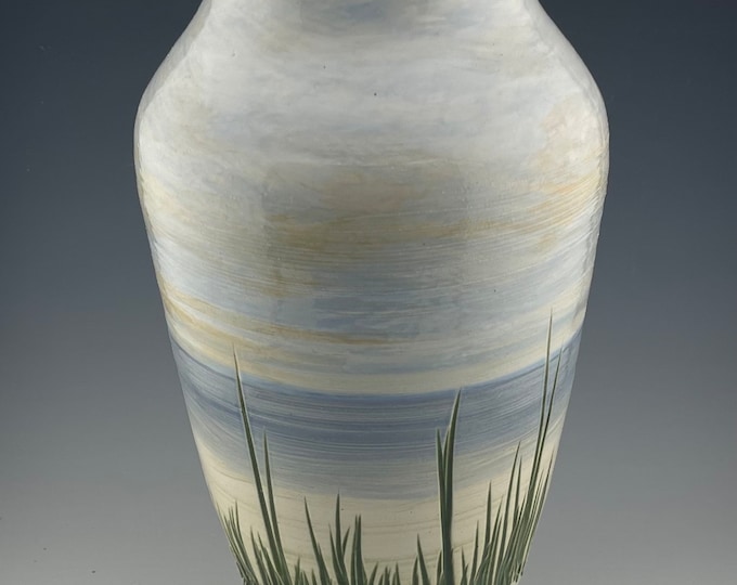 Vase With Beach Landscape Design, Ocean Vase, Seascape Vase, Flower ...
