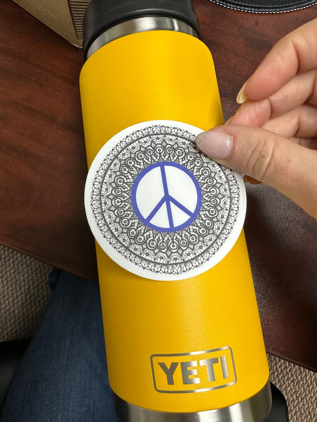 Peace Sign Mandala Hand Drawn Waterproof 3" Sticker for Good Luck - Etsy