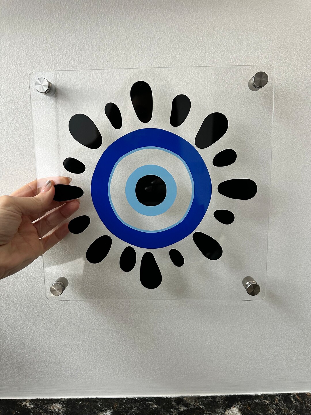 Hand Drawn Original Evil Eye Acrylic Wall Art. Mounts Directly on Wall ...