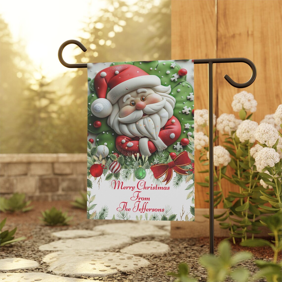 Santa Flag, Christmas Outdoor Decor, Personalized Garden Banner, 3D ...