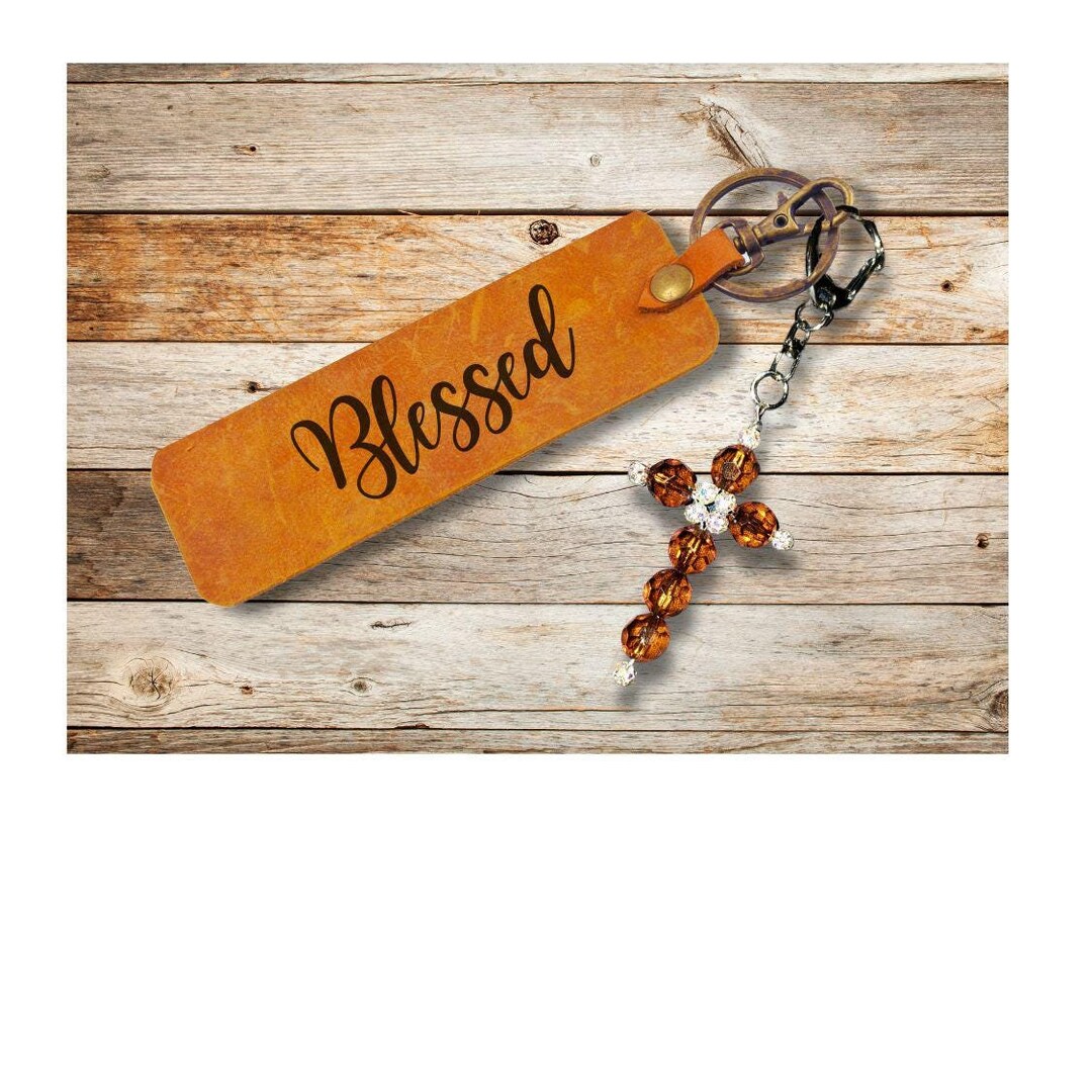 Cross Key Chain, Religious Key Chain. Inspirational Gift. Amber Beads ...