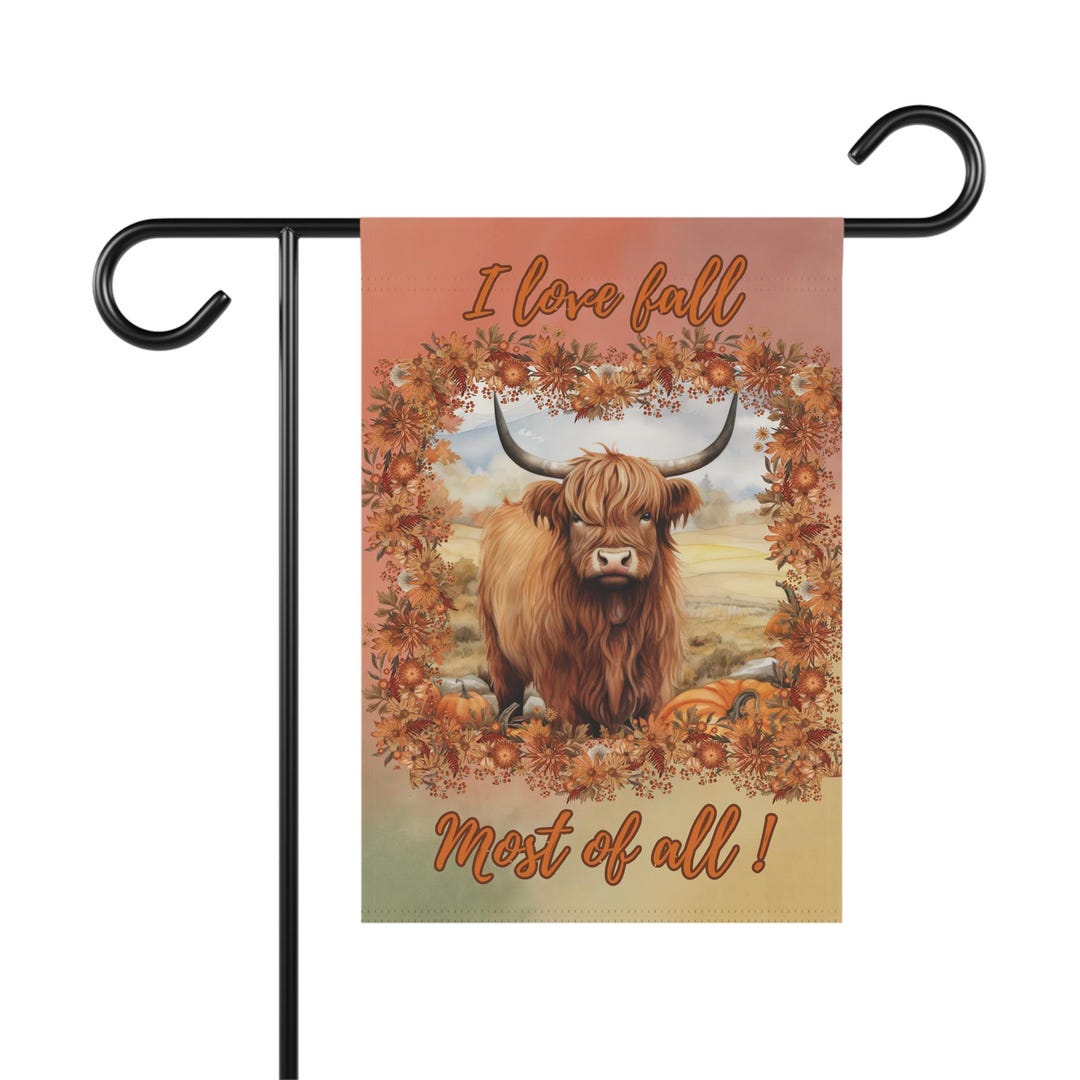 Garden & House Banner, Highland Cow Flag, Fall Flag, Autumn Flag ...