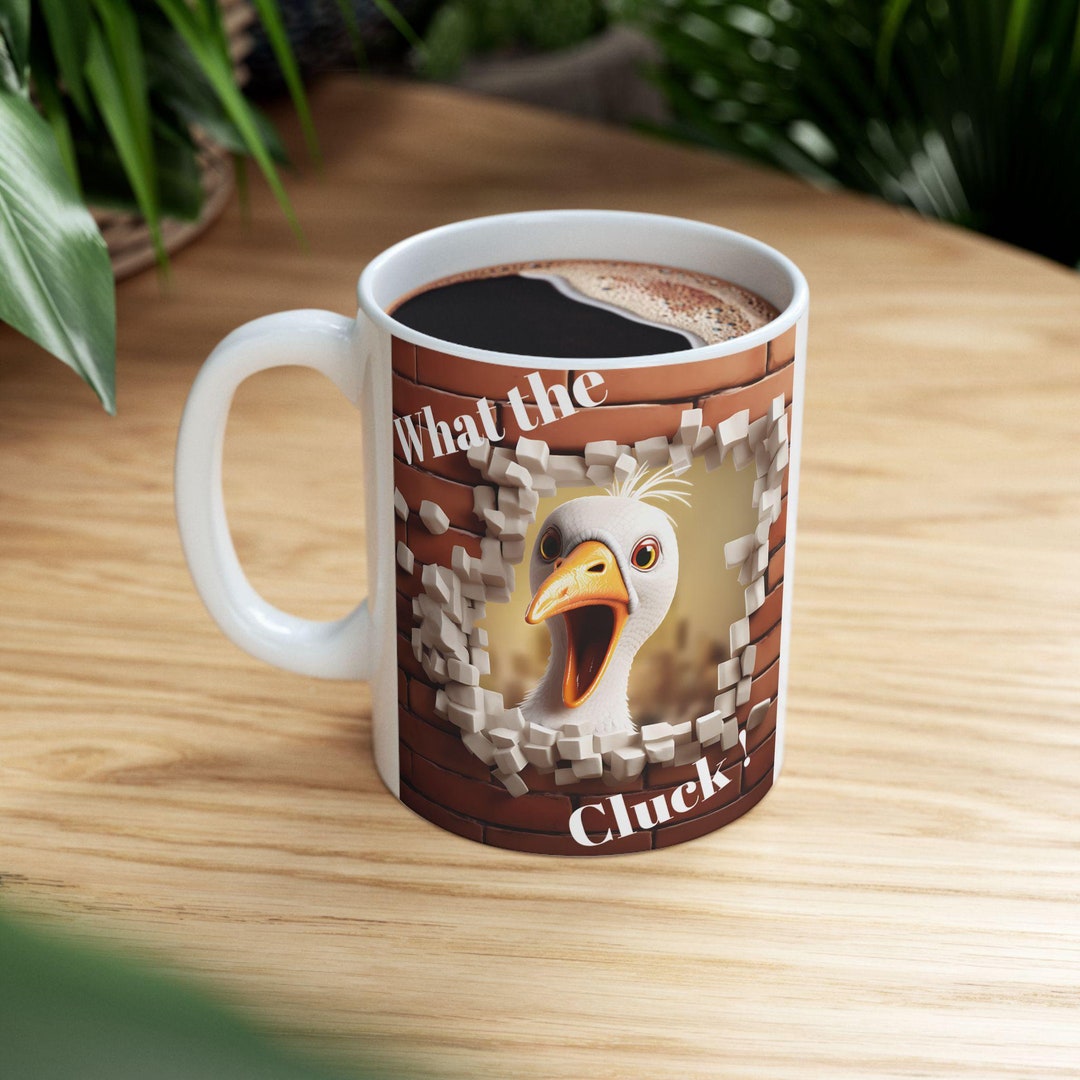 Funny Duck Saying What the Cluck Ceramic Mug Quirky Coffee Cup, Novelty ...