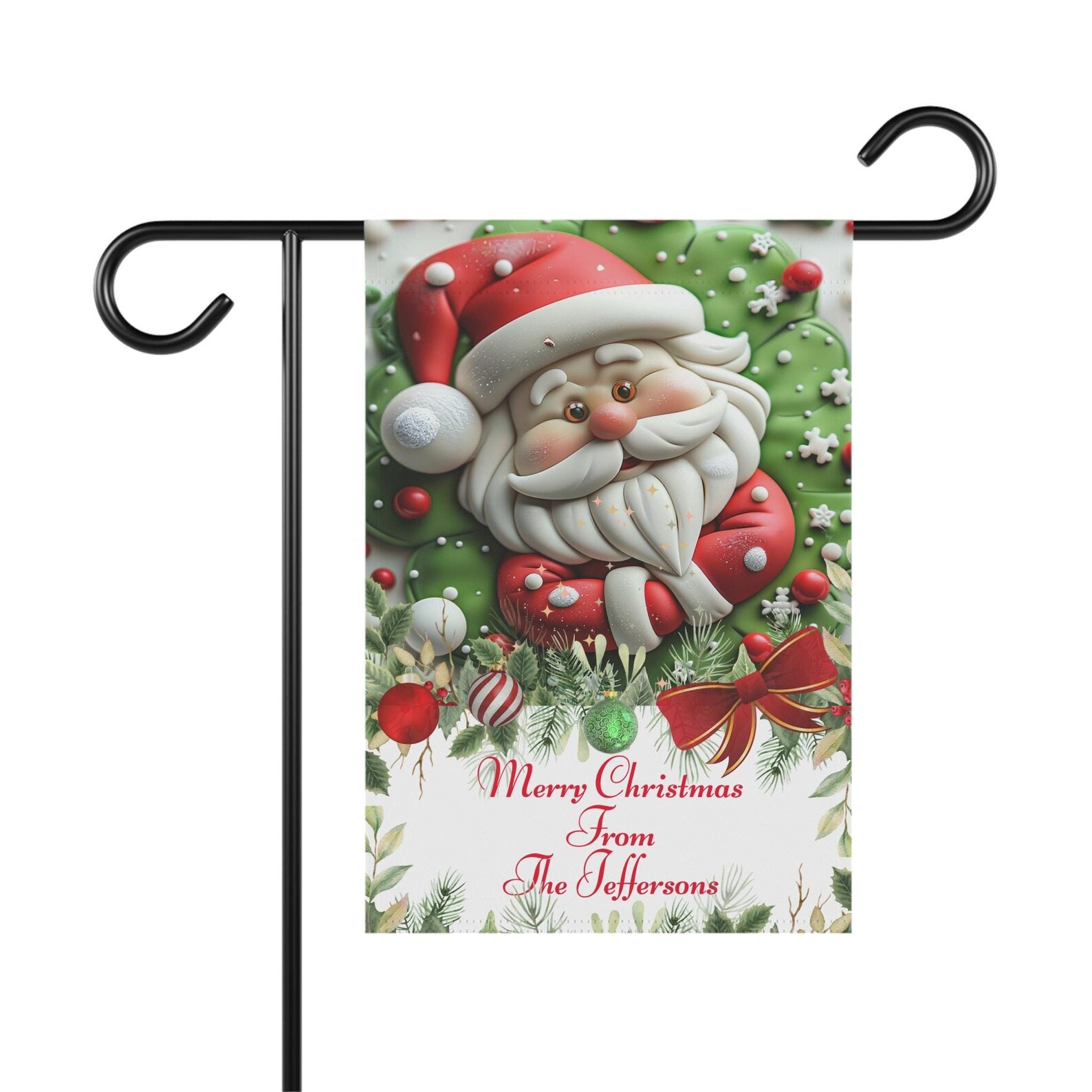 Santa Flag, Christmas Outdoor Decor, Personalized Garden Banner, 3D ...