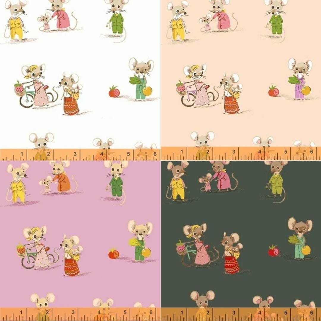 Trixie and Thomas Mice by Heather Ross for Windham Fabrics Fat Quarter ...
