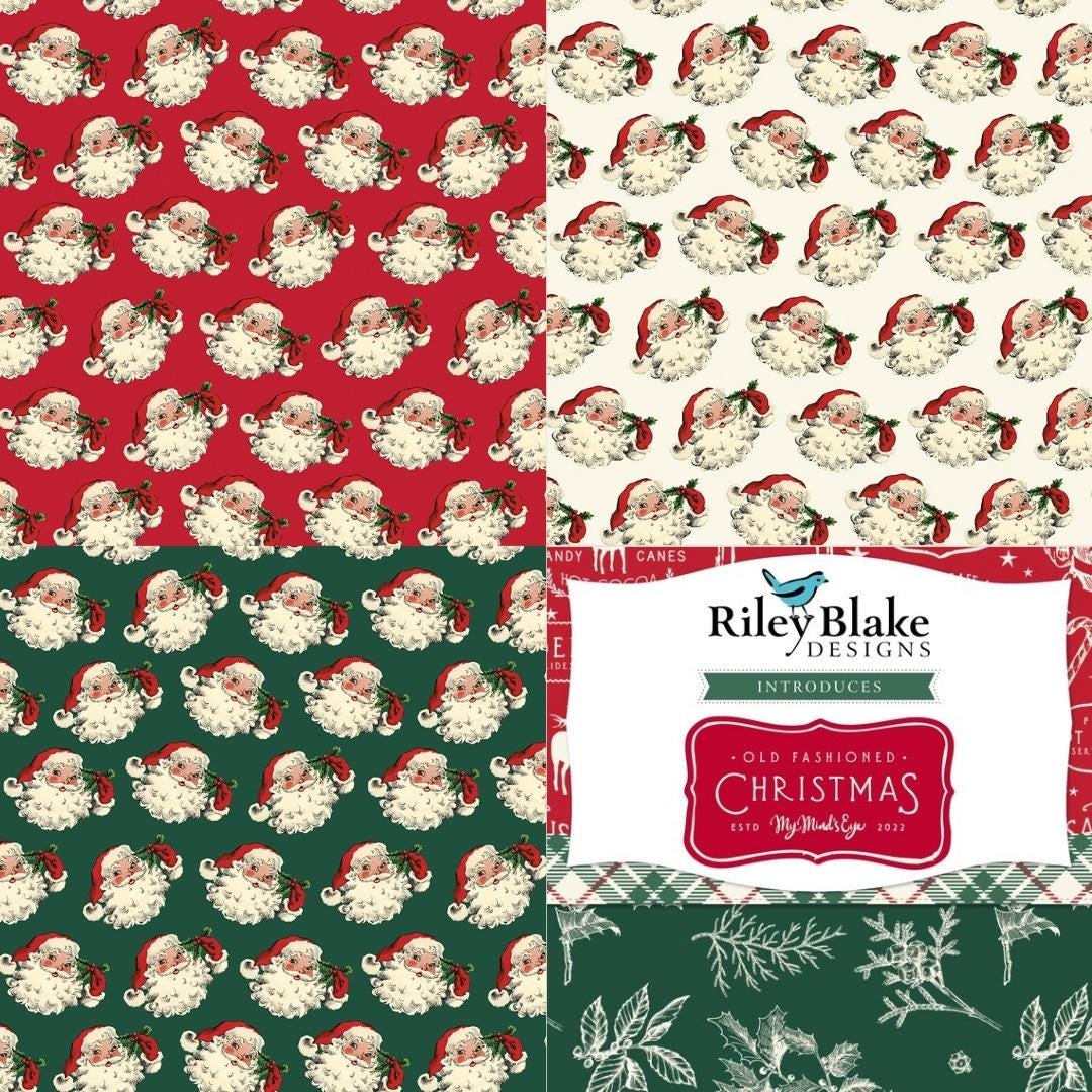 Old Fashioned Christmas Santa's by Riley Blake 3 Piece Fat Quarter ...