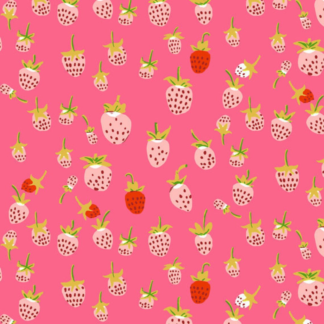 ORIGINAL Briar Rose Pink on Pink Strawberries by Heather Ross for ...