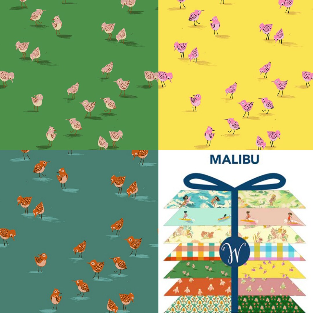 Malibu Piper Birds Bundle by Heather Ross for Windham Fabrics 3 Piece ...