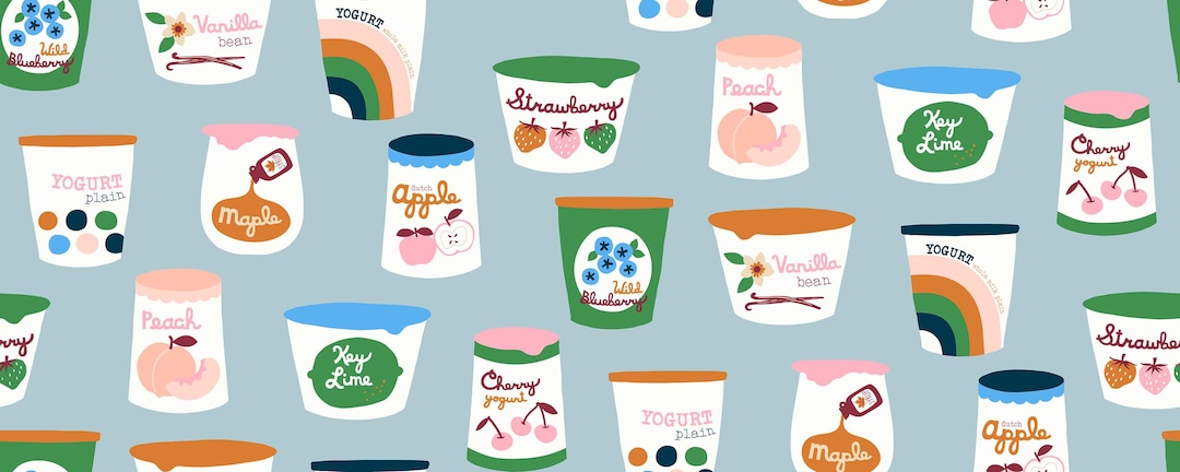 Strawberry and Friends Yogurt in Blue by Ruby Star Society Fat Quarter ...
