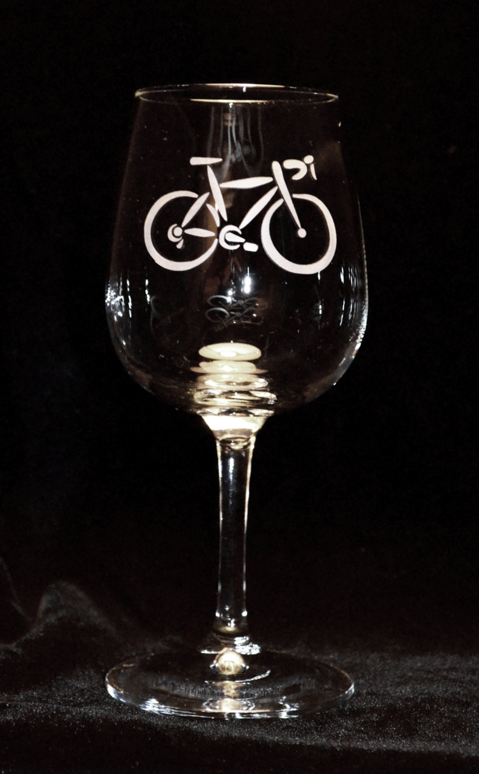 Bicycle Wine Glasses set of 2 Sandblasted Glass - Etsy