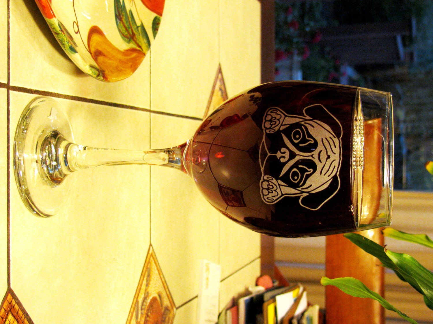 Pug Wine Glasses - Set of 2 - Etched - Etsy