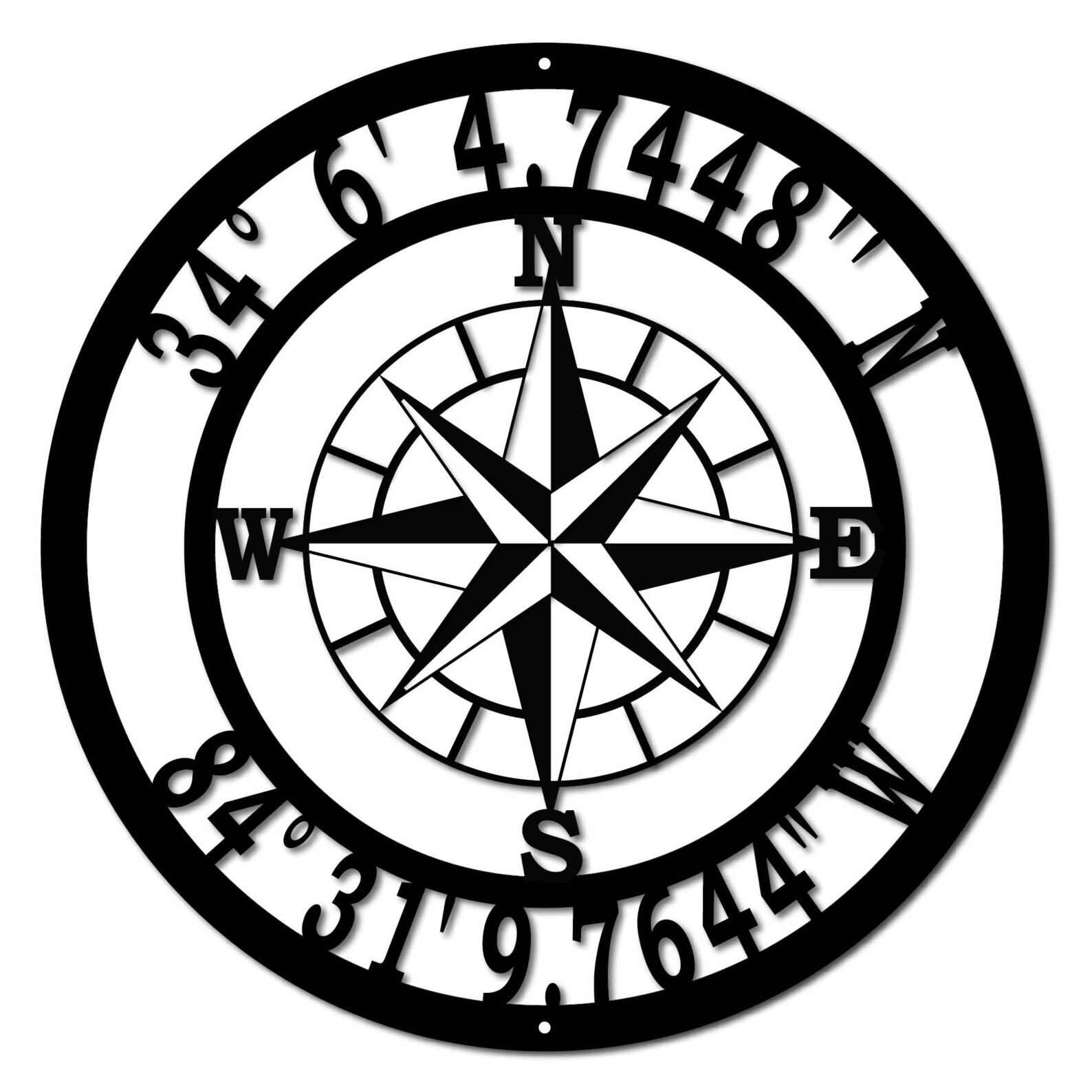 Round Nautical Compass With Personalized GPS Coordinates - Etsy